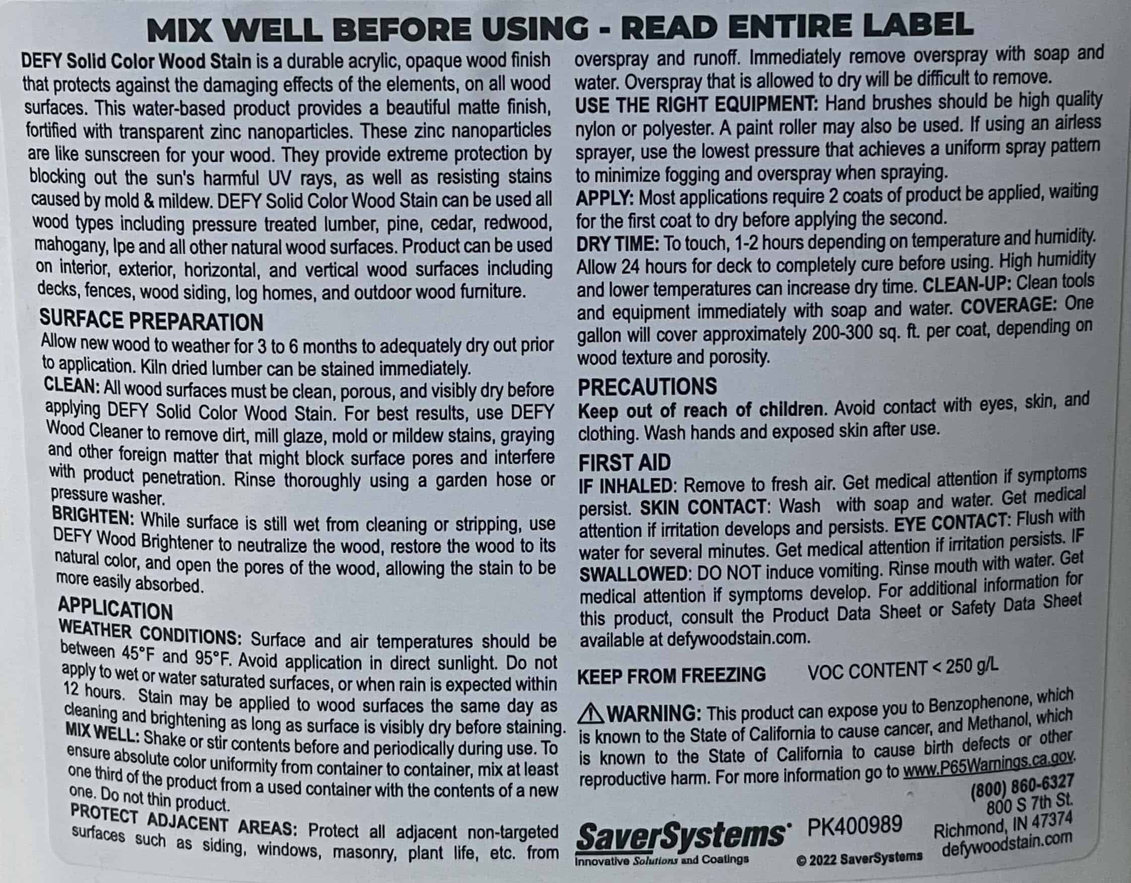 DEFY Solid Color Wood Stain | Capitol City Lumber